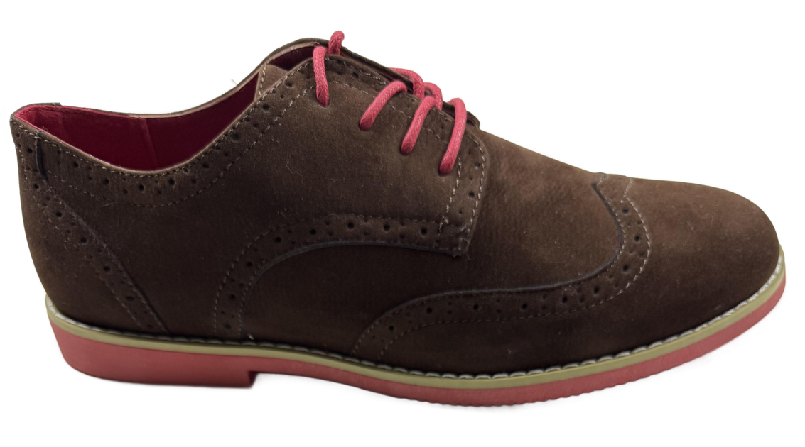 Mens Brown and Red Suede Wingtip Dress Shoes | Soxy Socks – Soxy.com