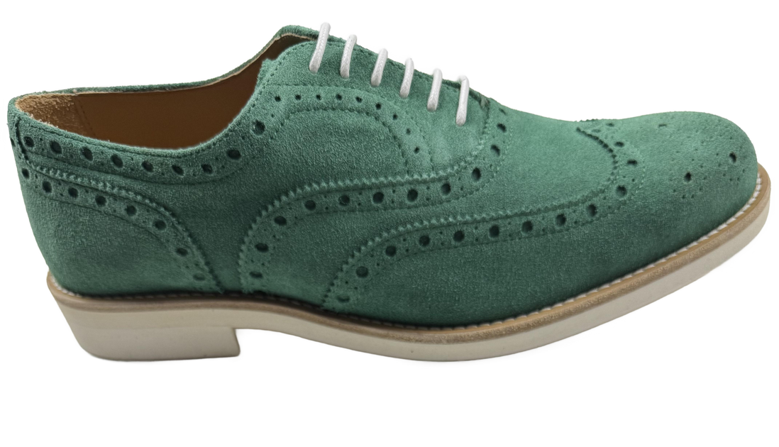 Mens Black & Green Suede Wingtip Dress Shoes | Soxy Socks – Soxy.com