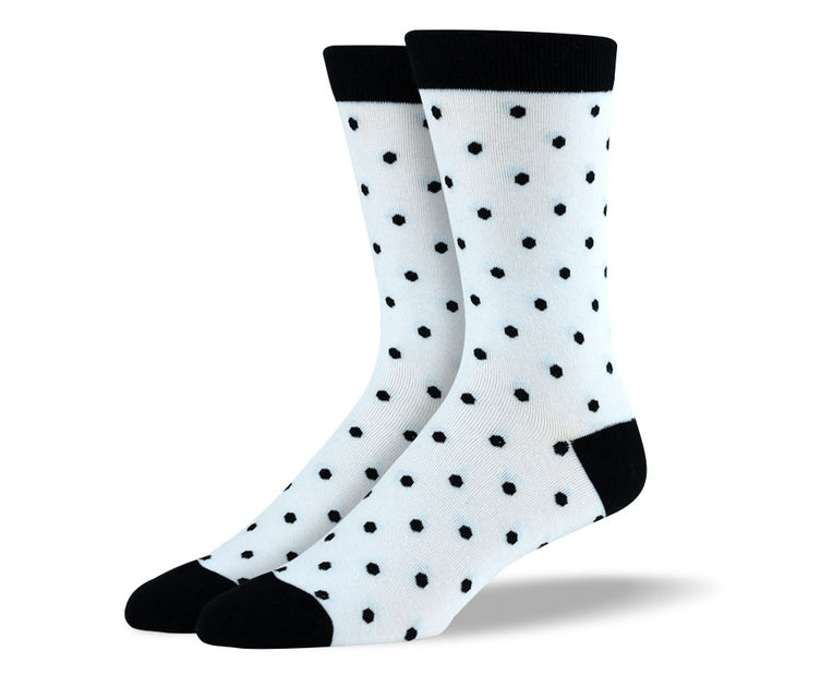 Men's White & Black Polka Dots Socks | Soxy Socks – Soxy.com
